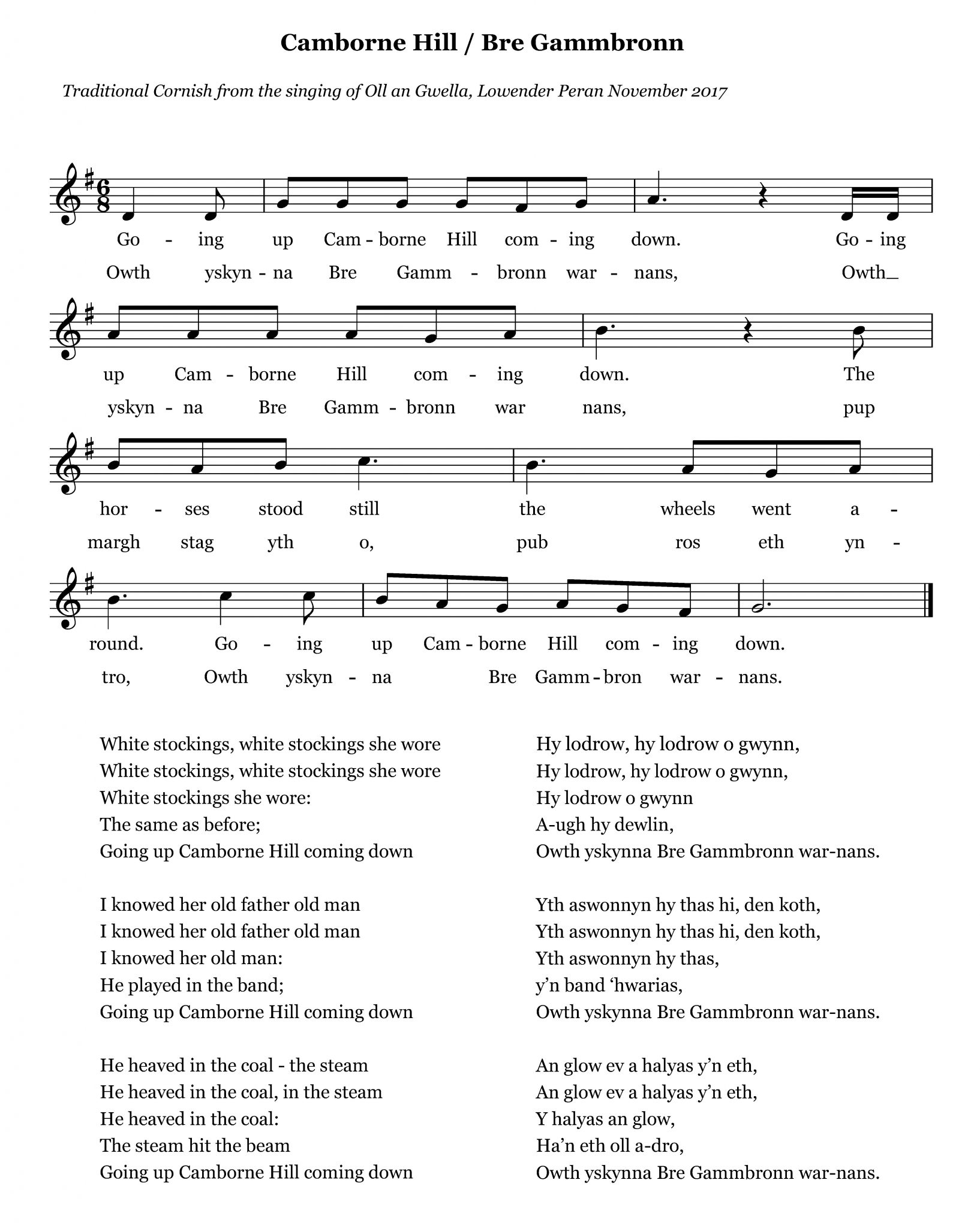 Camborne Hill / Bre Gammbronn - Cornish National Music Archive