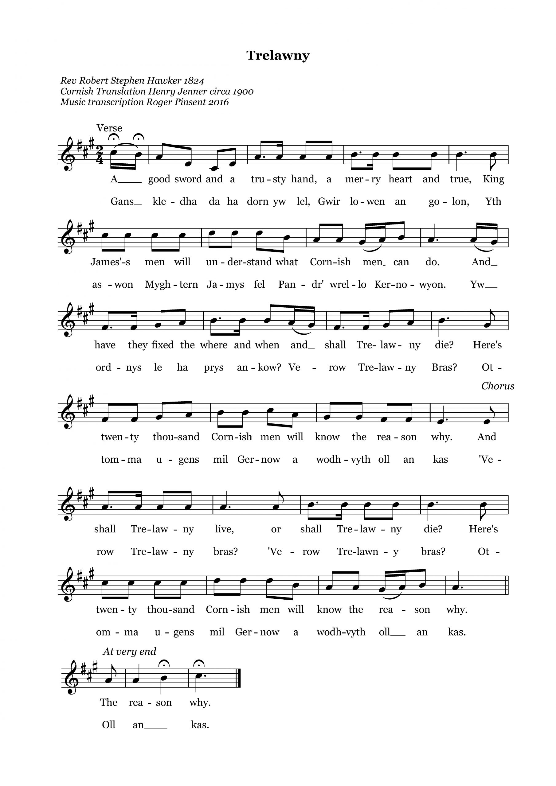 Trelawny - Cornish National Music Archive