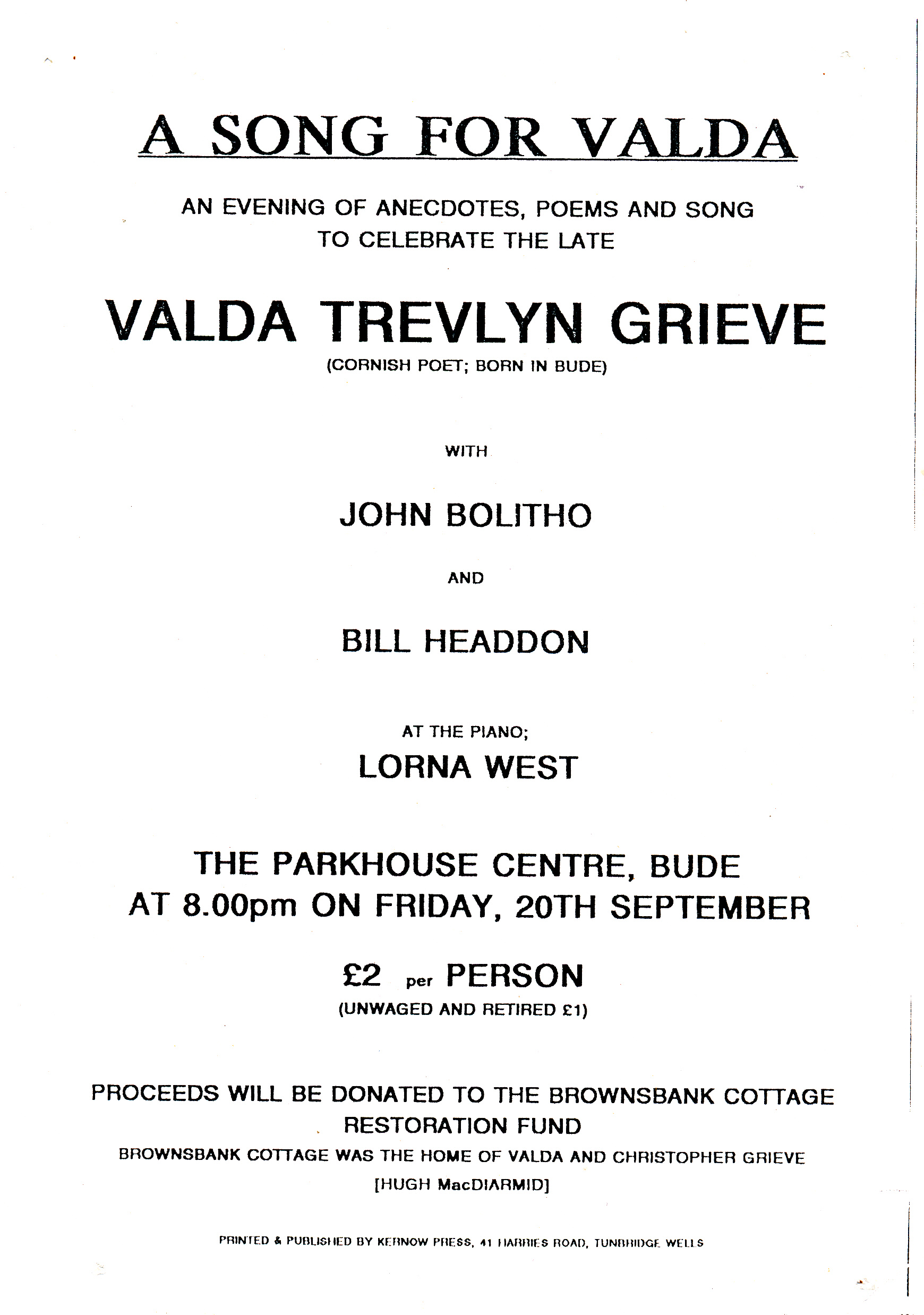 A Song For Valda - Cornish National Music Archive