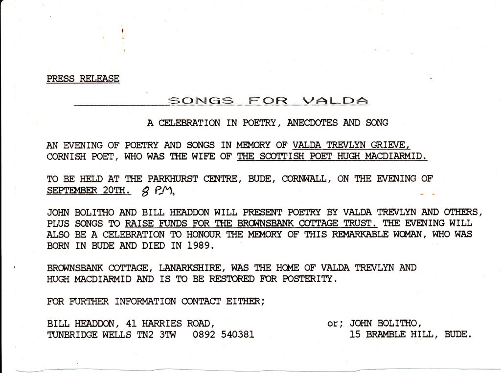 A Song For Valda - Cornish National Music Archive