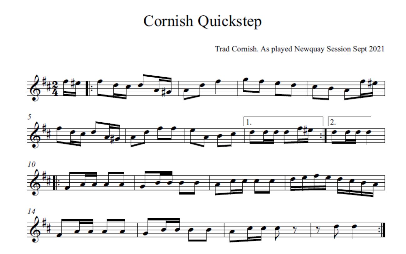Cornish Quickstep - Cornish National Music Archive